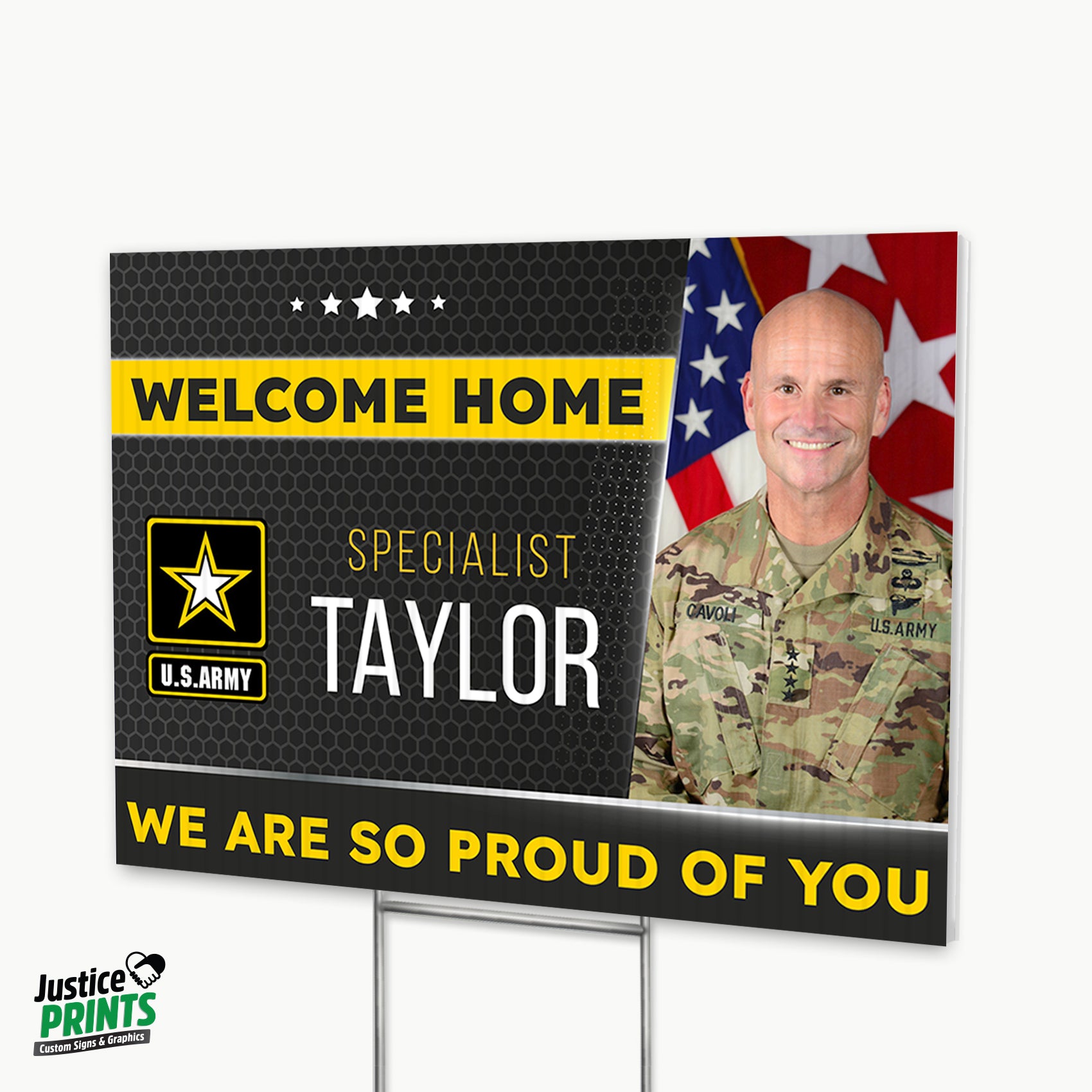 Welcome Home | Yard signs | "Army" Template – JusticePrints