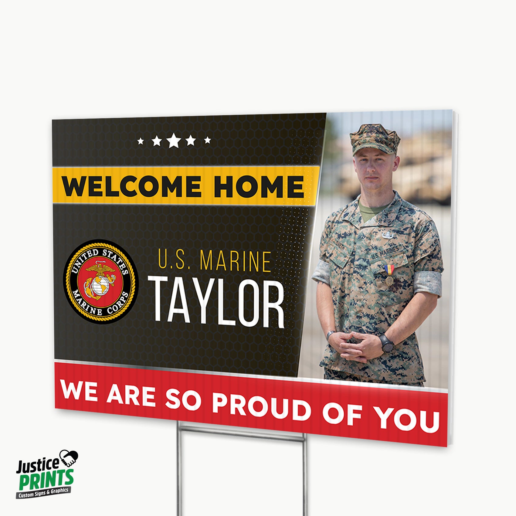 Welcome Home | Yard signs | "US Marine" Template – JusticePrints
