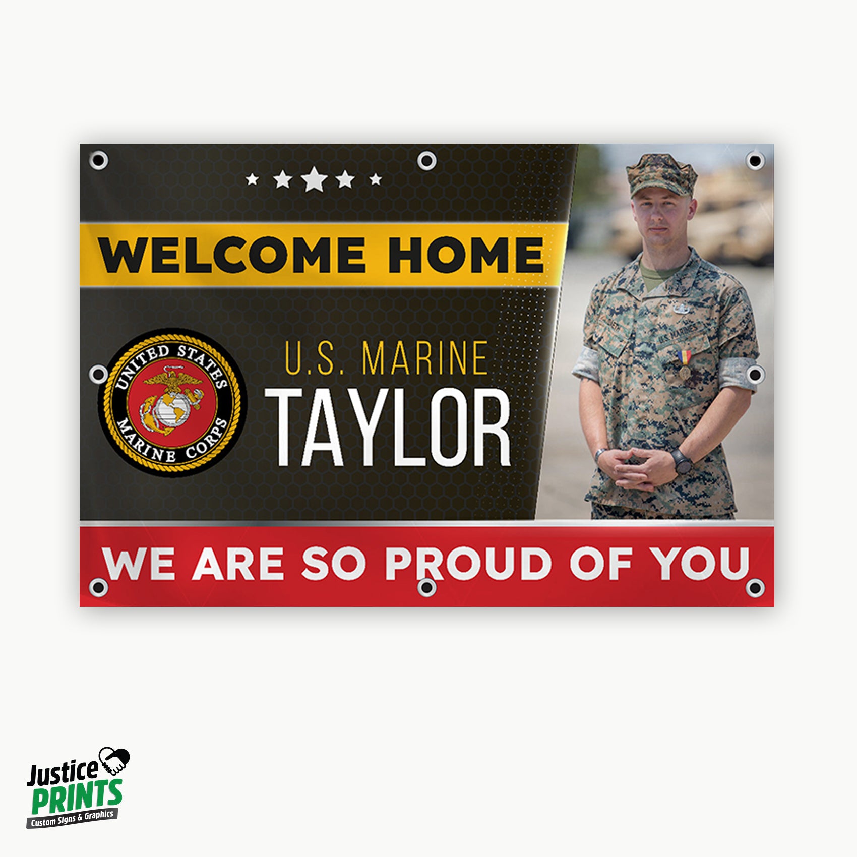 Welcome Home | Vinyl Banners | "U.S Marine" Template – JusticePrints